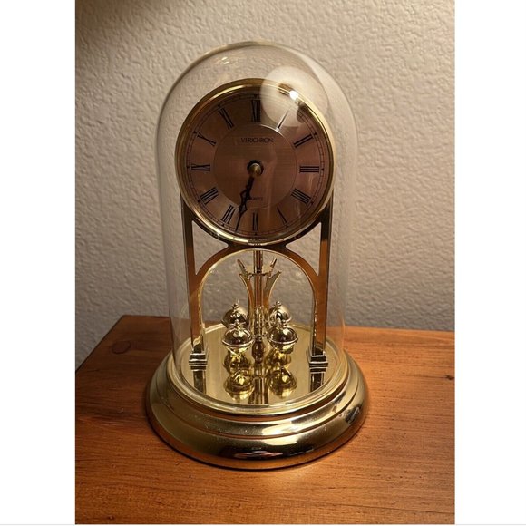 Accents | Verichron Quartz Clock Made In Germany Gold With Glass Dome ...